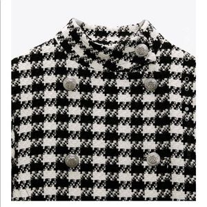 Zara | Jackets & Coats | Zara Houndstooth Coat Black White | Poshmark